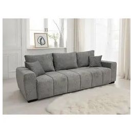 Schlafsofa Home Affaire "Bello, B: 239 cm, Liegefl. 142x194 cm", grau, B:239cm, 100% Polyester, Sofas, Schlafsofa, Bettfunktion, Bettkasten & 2 Zierkissen, Federkern