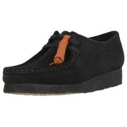 Schn&uuml;rschuh Clarks "Wallabee. Black Sde", Damen, Gr. 38, schwarz, Leder, Schuhe Schn&uuml;rschuh, mit unnachahmlicher Kreppsohle
