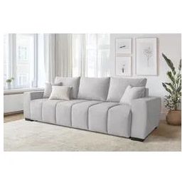 Schlafsofa Home Affaire "Bello, B: 239 cm, Liegefl. 142x194 cm", silbergrau, B:239cm, 100% Polyester, Sofas, Schlafsofa, Bettfunktion, Bettkasten & 2 Zierkissen, Federkern
