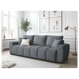 Schlafsofa Home Affaire "Bello, B: 239 cm, Liegefl. 142x194 cm", anthrazit, B:239cm, 100% Polyester, Sofas, Schlafsofa, Bettfunktion, Bettkasten & 2 Zierkissen, Federkern
