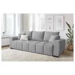 Schlafsofa Home Affaire "Bello, B: 239 cm, Liegefl. 142x194 cm", hellgrau, B:239cm, 100% Polyester, Sofas, Schlafsofa, Bettfunktion, Bettkasten & 2 Zierkissen, Federkern