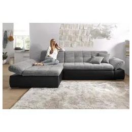 Ecksofa DOMO collection "Moric, L-Form, XXL-Sofa - Breite 300cm, viel Platz, auch in Cord", wei&szlig;, grau, B:300cm H:80cm T:172cm, Kunstleder SOFTLUX / Struktur (90% Polyester/ 10% Polyacryl);Microfaser PRIMABELLE (100% Polyester)/ Struktur (90% Polyester/ 10% Polyacryl), Sofas, Ecksofa, wahlweise mit Bettfunktion und Armteilverstellung. Schwarz-wei&szlig;-grau, Topseller