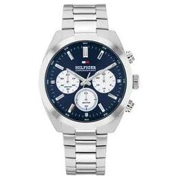 Chronograph Tommy Hilfiger "Hudson", silberfarben, Armbanduhren, Herren, Chronograph, Quarzuhr, Armbanduhr, Herrenuhr, Edelstahlarmband, analog