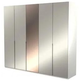 Kleiderschrank Musterring "San Diego, Kleiderschrank, Schrank, Garderobe, mit Spiegel", wei&szlig;, B:250cm H:216cm T:58cm, Glas, Holzwerkstoff, Schr&auml;nke, Kleiderschrank, 5-t&uuml;rig (ged&auml;mpft), 10 B&ouml;den, 5 Kleiderstange, Chromgriffe