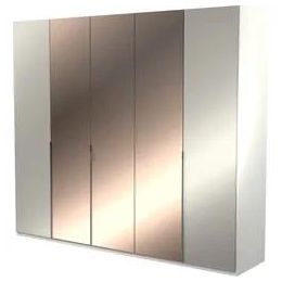 Kleiderschrank Musterring "San Diego, Kleiderschrank, Schrank, Garderobe, mit Spiegel", wei&szlig;, B:250cm H:216cm T:58cm, Glas, Holzwerkstoff, Schr&auml;nke, Kleiderschrank, 5-t&uuml;rig (ged&auml;mpft), 10 B&ouml;den, 5 Kleiderstange, Chromgriffe