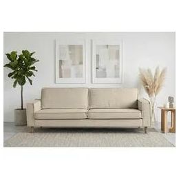 3-Sitzer Home Affaire "Pinto Skandi,Maxi-Ausf&uuml;hrung, 236 cm, Chenille, Struktur", creme, B:236cm H:89cm T:97cm, 100% Polyester, Sofas, mit Keder, Massivholzf&uuml;&szlig;e Eiche ger&auml;uchert, Wellenunterfederung