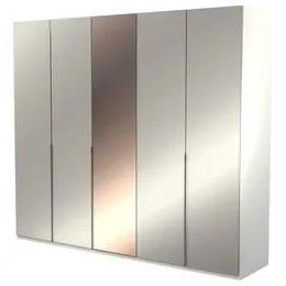 Kleiderschrank Musterring "San Diego, Kleiderschrank, Schrank, Garderobe, mit Spiegel", wei&szlig;, B:250cm H:236cm T:58cm, Glas, Holzwerkstoff, Schr&auml;nke, Kleiderschrank, 5-t&uuml;rig (ged&auml;mpft), 10 B&ouml;den, 5 Kleiderstange, Chromgriffe