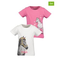 Blue Seven 2er Set: Shirts in Pink/ Wei&szlig; - 59% | Gr&ouml;&szlig;e 98 | Kinder-oberteile