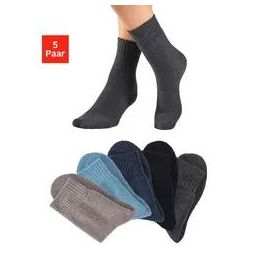 Basicsocken Lavana, Damen, Gr. 43-46, 1x anthrazit meliert, 1x marine, 1x dunkel jeans meliert, 1x hell jeans meliert, 1x beige meliert, Baumwollmischung, elastisch, Socken, Thermosocken mit Vollfrottee