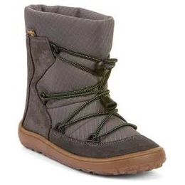 Barfu&szlig;schuh froddo "BAREFOOT TEX TRACK", M&auml;dchen, Gr. 33, grau, Textil, Veloursleder, Schuhe Barfu&szlig;schuh, Snowboots, Winterstiefel mit TEX-Membrane