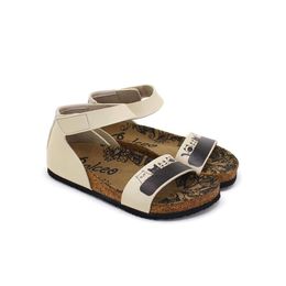 Calceo Sandalen in Beige/ Schwarz - 72% | Gr&ouml;&szlig;e 35 | Damen-sandalen
