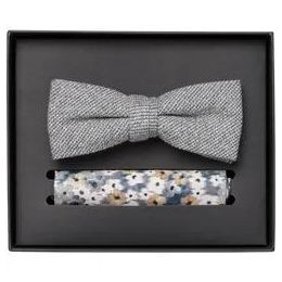 Fliege Venti "Venti Set aus Fliege und Einstecktuch gemustert", Herren, grau (hellgrau), 52% Polyester, 47% Baumwolle, 1% Elasthan, Fliegen