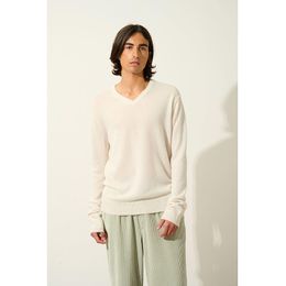AUTHENTIC CASHMERE Kaschmir-Pullover "Timeo" in Creme - 60% | Gr&ouml;&szlig;e L | Herren-plussize