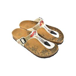 Calceo Zehentrenner in Beige/ Bunt - 72% | Gr&ouml;&szlig;e 36 | Damen-sandalen