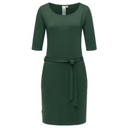 Jerseykleid Ragwear "Kenisha", Damen, Gr. M (38), Normalgr&ouml;&szlig;en, gr&uuml;n, Material: 67% Polyester, 28% Viskose, 5% Elasthan, figurumspielend knielang, Rundhals, Krempel&auml;rmel abgesteppte Kante krempelbar, Kleider Jerseykleid, Elastisches Midikleid mit Tailleng&uuml;rtel
