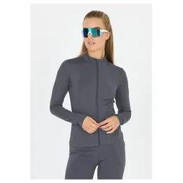 Radtrikot Endurance "Anthea", Damen, Gr. 46, grau (anthrazit, grau), 90% Polyester, 10% Elasthan, unifarben, normal, hoch geschlossener Ausschnitt, Trikots, Mit 4-Wege-Stretch