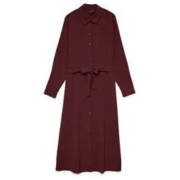 V&eacute;ro Moda Midikleid VERO MODA "VMESME LS CALF SHIRT DRESS WVN GA", Damen, Gr. XS, N-Gr, winetasting, Web, Obermaterial: 100% Polyester, unifarben, regular fit Midi, Kleider Midikleid, Sommerkleid