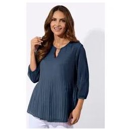 Longbluse Lady, Damen, Gr. 42, dunkelblau, 100% Polyester, unifarben, Rundhals, Blusen Longbluse