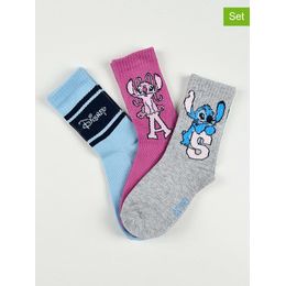 Lilo and Stitch Lilo & Stitch 3er-Set: Socken "Lilo & Stitch" in Grau/ Lila/ Hellblau - 37% | Gr&ouml;&szlig;e 27-30 | Kinder-socken-strumpfhosen