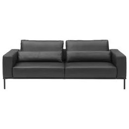 3-Sitzer Musterring "JustBPM100, 242 cm breit, aus hochwertigem Leder", schwarz, B:242cm H:88cm T:107cm, 100% Leder, Sofas, XL-Sofa, wahlweise mit Nierenkissen und mot. Sitzauszug, Fu&szlig; schwarz