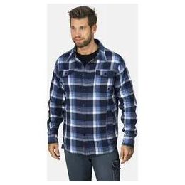 Karohemd HERO by John Medoox "Overshirt Workwear Arbeitshemd", Herren, Gr. 3XL, US-Gr&ouml;&szlig;en, blau (blau check), angeraute Sweatware, 65% Polyester, 35% Viskose, regular fit, Hemden Karohemd, Arbeitshemd Funktionsqualit&auml;t f&uuml;r Herren