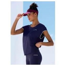 Funktionsshirt Copenhagen Studios, Damen, Gr. XS (32/34), navy, Trikot, Obermaterial: 88% Polyamid, 12% Elasthan, unifarben mit Farbeinsatz, figurumspielend h&uuml;ftlang, Rundhals, weit, Shirts Funktionsshirt, mit weitem Armausschnitt