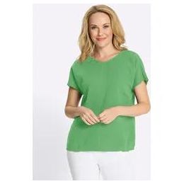 Schlupfbluse Classic Basics, Damen, Gr. 46, apfel, 100% Baumwolle, unifarben, V-Ausschnitt, Blusen Schlupfbluse