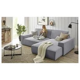 Ecksofa Home Affaire "NEU: SHERWOOD XXL 284, Big-Sofa L-Form, tiefe Sitzfl&auml;che 95 cm, Cord", grau (hellgrau), B:284cm H:90cm T:195cm, 100% Polyester, Sofas, Ecksofa, Recamiere rechts/links, als Schlafsofa stellbar, Cord u. Leinenoptik