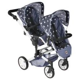 Bayer Chic 2000 Puppen-Zwillingsbuggy CHIC2000 "Linus Duo", blau (sternchen blau), Puppenwagen, KinderB:80cm H:79cm T:80cm, Kunststoff, Polyester, Stahl, mit zwei abnehmbaren, bis in Liegeposition verstellbaren Sportsitzen, B:80cm H:79cm T:80cm