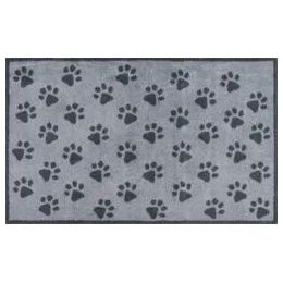 Teppich TURTLE MAT "Paws Grey", grau, B:75cm H:9mm L:120cm, Baumwolle, Teppiche, Teppich