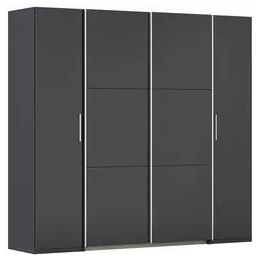 Schwebet&uuml;renschrank Rauch "Kleiderschrank Dreht&uuml;renschrank Schrank Garderobe KRONACH TOPSELLER", grau (graumetallic, griffleisten alu), B:225cm H:210cm T:59cm, Holzwerkstoff, Schr&auml;nke, Schwebet&uuml;renschrank, mit Dreh- und Schwebet&uuml;ren und vielen Einlegeb&ouml;den MADE IN GERMANY