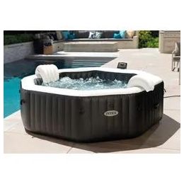 Whirlpool Intex "PureSPA "Jet + Bubble Deluxe" octagon, onyx black", bunt (schwarz, wei&szlig;, beige), B:218cm H:71cm L:218cm, Whirlpools, 8-tlg., mit Salzwassersystem, in verschiedenen Gr&ouml;&szlig;en
