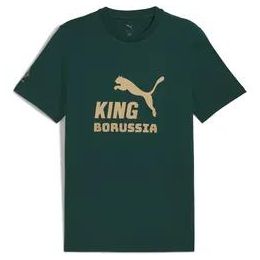 T-Shirt Puma "Borussia M&ouml;nchengladbach KING Logo T-Shirt Herren", Herren, Gr. M, gr&uuml;n (schwarz myrtle gold gr&uuml;n), Obermaterial: 100% Baumwolle. Rippe: 29% Polyester, 71% Baumwolle, clean, regular fit, Rundhals, Shirts T-Shirt