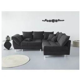 Ecksofa Collection AB "Innsbruck L-Form, B: 247 cm", schwarz, B:247cm H:87cm T:189cm, Microfaser PRIMABELLE (100% Polyester), Struktur (90% Polyester, 10% Polyacryl), Samtvelours (100% Polyester), Luxus-Microfaser Antiklederoptik (100% Polyester), Sofas, Ecksofa, 3 Zierkissen, Federkern