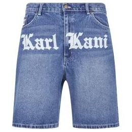 Shorts Karl Kani "Karl Kani Herren Karl Kani OG Old English Denim Shorts", Herren, Gr. 28, Normalgr&ouml;&szlig;en, vintage indigo, 100% Baumwolle, loose fit, Hosen Shorts