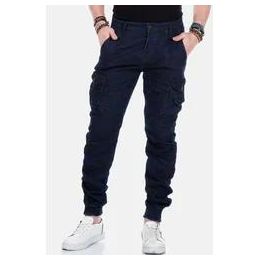 Cipo & Baxx Loose-fit-Jeans CIPO & BAXX "Jeans", Herren, Gr. 33, L&auml;nge 32, blau (blau camou), 86% Baumwolle, 12% Polyester, 2% Elasthan, unifarben, slim fit lang, Jeans, mit Stretch-B&uuml;ndchen, CD-422