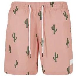 Badeshorts Urban Classics "Urban Classics Herren Pattern Swim Shorts", Herren, Gr. XXL, US-Gr&ouml;&szlig;en, cactus aop, 100% Polyester, Badehosen Badeshorts
