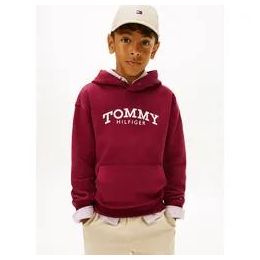 Kapuzensweatshirt Tommy Hilfiger, Jungen, Gr. 5 (110), rich cherry, Sweatware, Obermaterial: 80% Baumwolle, 20% Polyester, unifarben, regular fit normal, Rundhals, eingesetzt Rippb&uuml;ndchen, Sweatshirts, Regular fit, f&uuml;r Kinder bis 16 Jahre