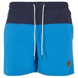 Badeshorts Urban Classics "Urban Classics Herren Block Swim Shorts", Gr. L, US-Gr&ouml;&szlig;en, nvy, tur, 100% Polyamid, Badehosen Badeshorts