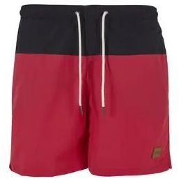 Badeshorts Urban Classics "Urban Classics Herren Block Swim Shorts", Gr. 3XL, US-Gr&ouml;&szlig;en, blk, rot, 100% Polyamid, Badehosen Badeshorts