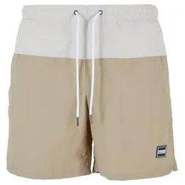 Badeshorts Urban Classics "Urban Classics Herren Block Swim Shorts", Gr. XL, US-Gr&ouml;&szlig;en, unionbeige, softseagrass, 100% Polyamid, Badehosen Badeshorts
