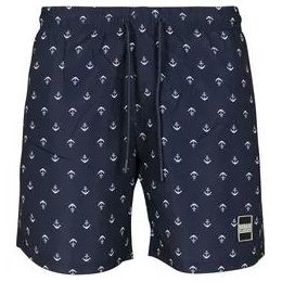 Badeshorts Urban Classics "Urban Classics Herren Pattern Swim Shorts", Herren, Gr. S, US-Gr&ouml;&szlig;en, anchor, navy, 100% Polyester, Badehosen Badeshorts