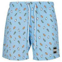 Badeshorts Urban Classics "Urban Classics Herren Pattern Swim Shorts", Herren, Gr. S, US-Gr&ouml;&szlig;en, lightblau, ice, 100% Polyester, Badehosen Badeshorts