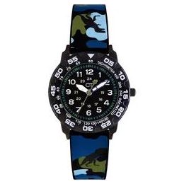 Quarzuhr Cool Time "The Cool Dino Camouflage", schwarz, hellblau, blau, khaki, Armbanduhren, Kinder, Quarzuhr, Armbanduhr, Silikonarmband, Kinderuhr, Junge, analog