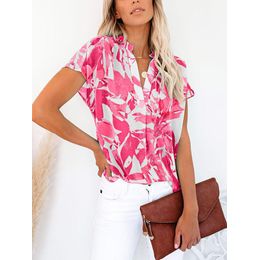 Milan Kiss Bluse in Wei&szlig;/ Pink - 70% | Gr&ouml;&szlig;e XL | Damen-blusen
