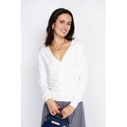 ASSUILI Cardigan in Wei&szlig; - 71% | Gr&ouml;&szlig;e 38 | Damen-pullover-cardigans