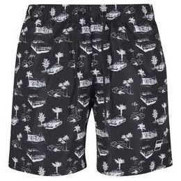 Badeshorts Urban Classics "Urban Classics Herren Pattern Swim Shorts", Herren, Gr. 4XL, US-Gr&ouml;&szlig;en, schwarz, wei&szlig;, 100% Polyester, Badehosen Badeshorts