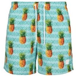 Badeshorts Urban Classics "Urban Classics Herren Pattern Swim Shorts", Herren, Gr. XXL, US-Gr&ouml;&szlig;en, pineapple aop, 100% Polyester, Badehosen Badeshorts