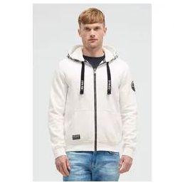 Kapuzensweatjacke CAMP DAVID, Herren, Gr. S, wei&szlig;, Material: 50% Baumwolle, 50% Polyester, bedruckt, relaxed fit normal, hoch geschlossener Ausschnitt, eingesetzt Rippb&uuml;ndchen, Sweatjacken, mit Baumwolle