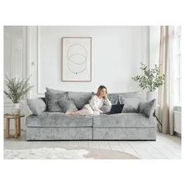 Big-Sofa Home Affaire "Casa XXL, B: 247 cm", hellgrau, B:247cm T:123cm, 100% Polyester, Sofas, Big-Sofa, 4 Zierkissen, Mega-Sofa, in Cord oder Chenille-Struktur, Federkern
